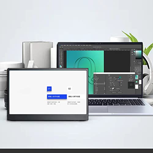 Portable Monitor, Lapotp Monitor Reverse Charge Support Split Screen Dual Channel Speakers 15.6inch Plug and Play for Office