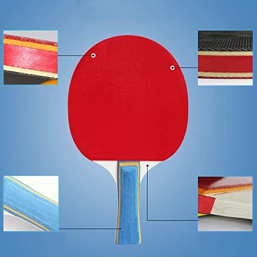 Hewen-Ping Pong Set Child Student Beginner Level Ping Pong Racket Ping Pong Paddle Table Tennis Bat Ping Pong Bat Set with 2 Rackets, 3 Balls Table Tennis Bat (Color : Blue Yellow)