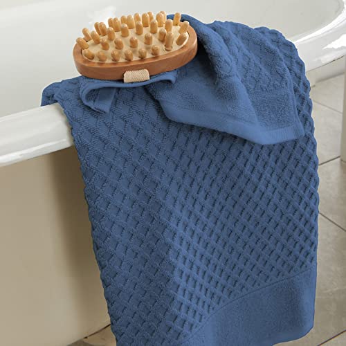 Great Bay Home Blue Bath Towels - 100% Cotton 6 Pack 26x16 Hand Towel Set - Absorbent, Durable, Quick-Dry Towels for Bathroom - Low-Twist, Two-Ply Decorative Towels (Blue)