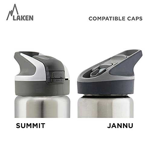 Laken Thermo Classic Vacuum Insulated Stainless Steel Wide Mouth Water Bottle with Screw Cap, 17 Oz, Silver