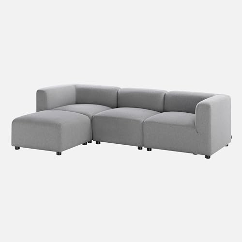 Zinus Luca Reversible Chaise Sectional Sofa, Modern Style, Flexible Modular Design, Easy Tool-Free Assembly, Grey