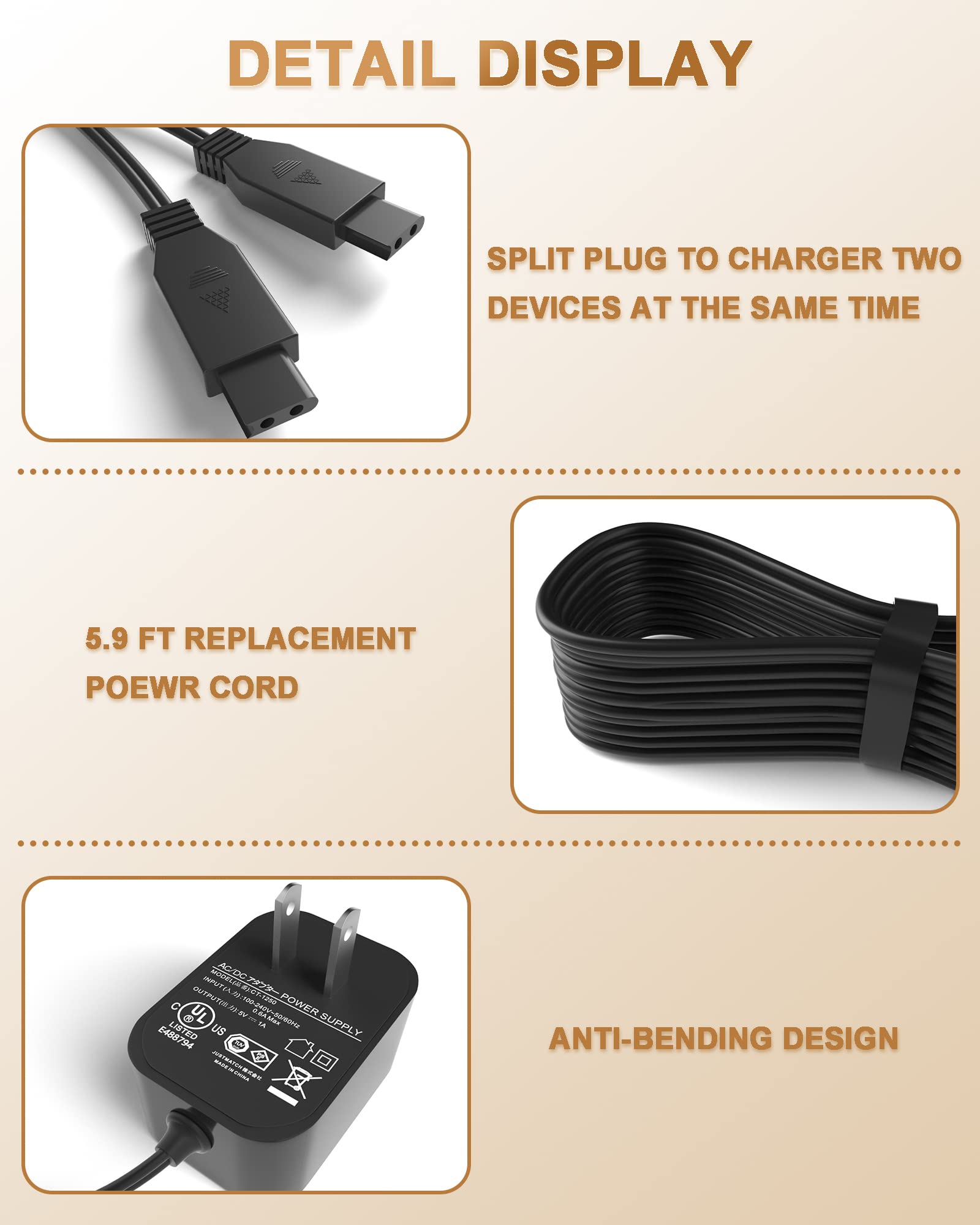 Replacement for SportDog 5V Charger for Sportdog Charger Replacement Charger SD-425, SD-425S, SD-425CAMO, and SD-825 Collar Receiver and Remote Trainerā¦