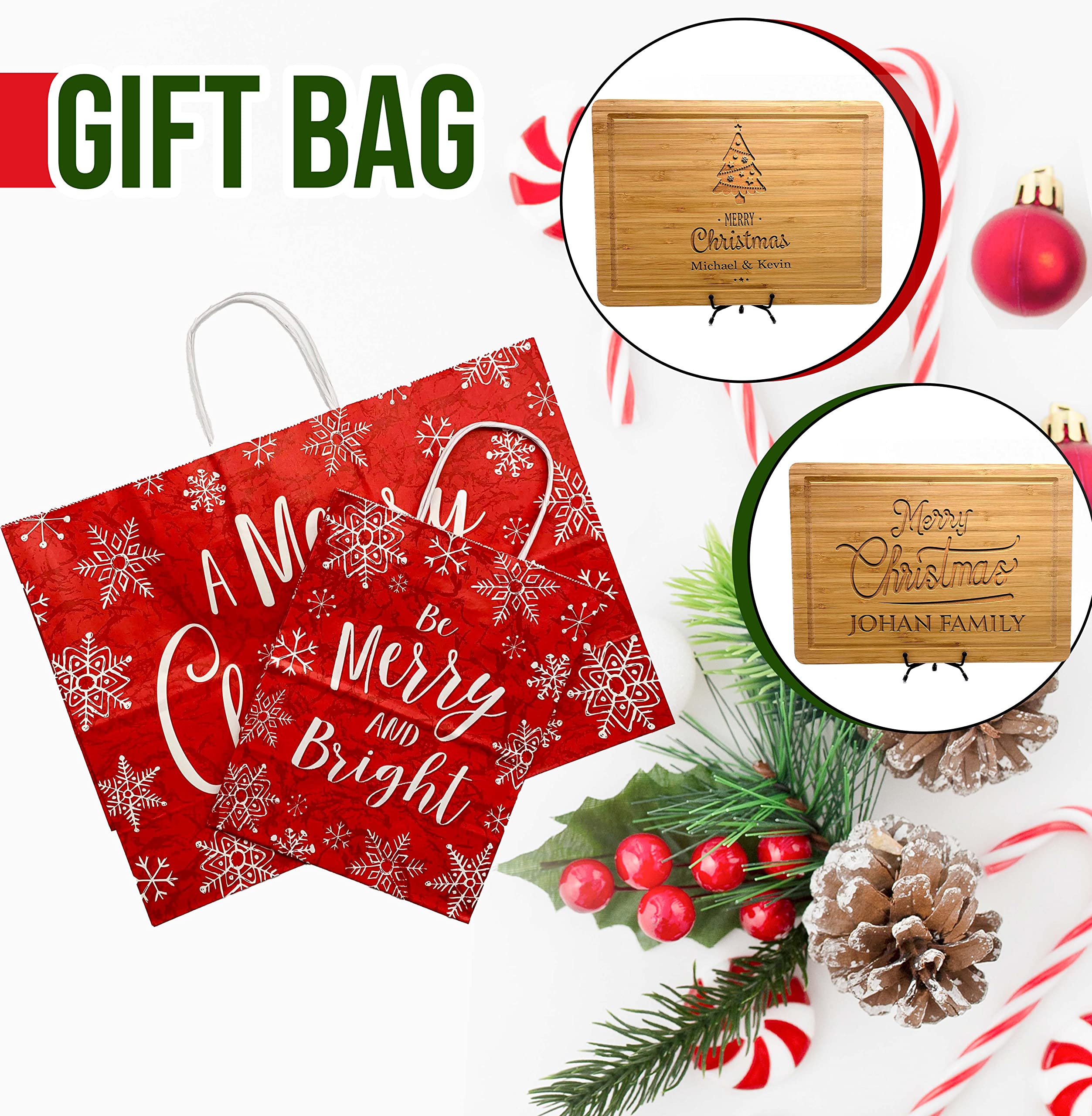 Merry Happy Christmas Tree Design Decorations for Kitchen, Personalized Gift for Couples and Family, Engraved Christmas Home Decor and Cutting Board, Christmas Gift for Grandma, Mom, Mother, Mama