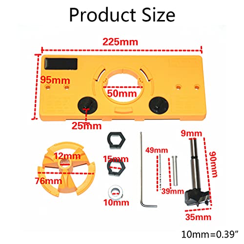 Hinge Drilling Jig 15mm-35mm Hole Opener Positioning Dowel Jig Kit Wood Cutter Jig Guide Sleeve Locator Tool Hinge Hole Opener 15-35mm Doweling Jig Kit Joinery Boring Hole Drill Guide