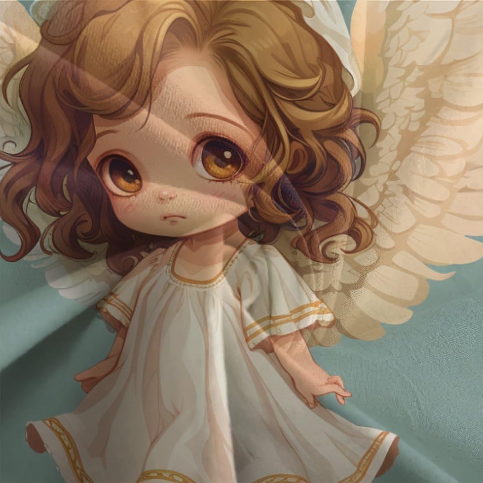 SorEci Angel with Wings Comforter Covers 3D Printed Cute Style Duvet Cover Quilt Cover Bedding Set Microfiber for Childrens and Adults with Pillowcases 3 Pieces with Zipper Closure Queen(228x228cm)