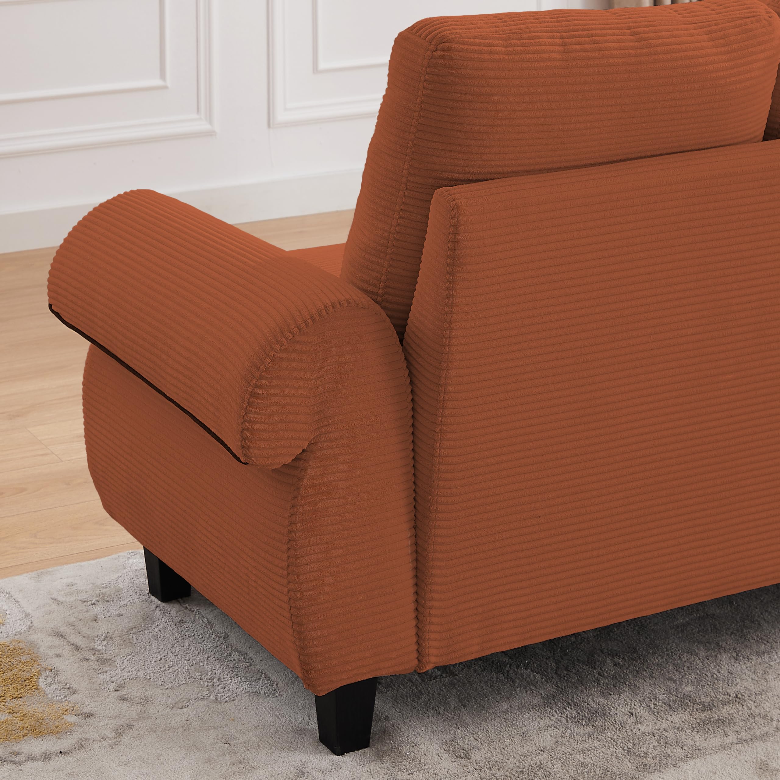 Soscana 112" Convertible Sectional Sofa Couch, 4 Seater L Shaped with Ottoman Reversible Chaise, Modern Microfiber Couches for Living Room, Orange