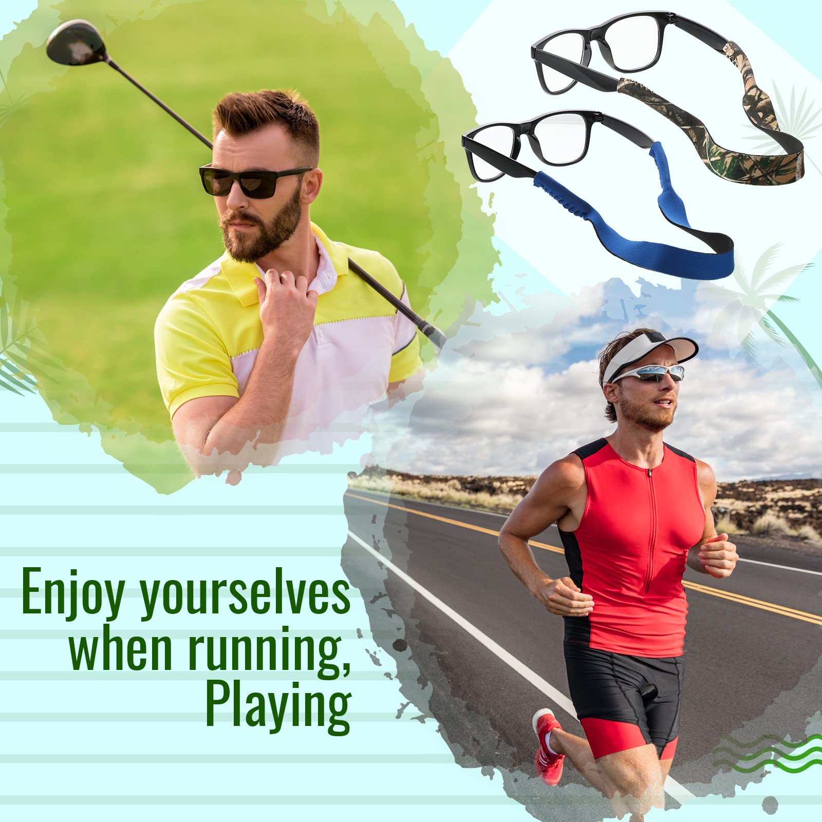 Kanayu 24 Pcs Floating Bulk Sunglass Strap Eyewear Retainer Durable Floating Glasses Strap Adjustable Sports Eyeglasses Strap for Men Women, 12 Colors
