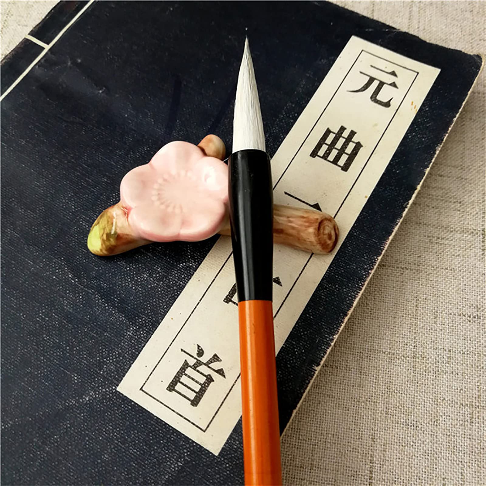 LARATH 6 Pieces Ceramic Chopsticks Rest Rack Cherry Blossom Chopsticks Holder Rest Dinner Spoon Stand for Dinner Fork Knife Tableware Writing Paint Brush, Pink