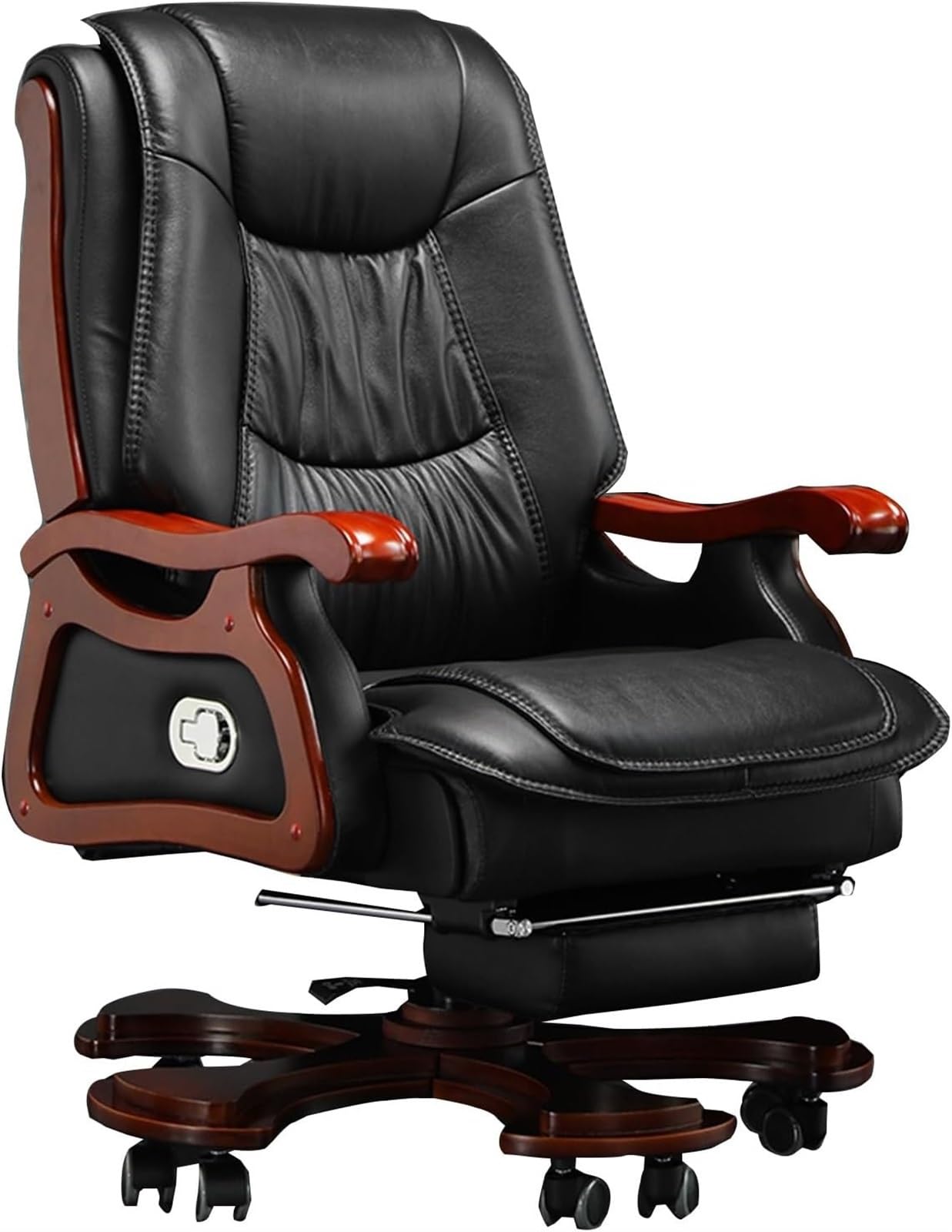 SoOSSN Office Chair, Ergonomic Computer Chair with Heavy Duty Casters Adjustable Back and Retractable Footrest(Black)