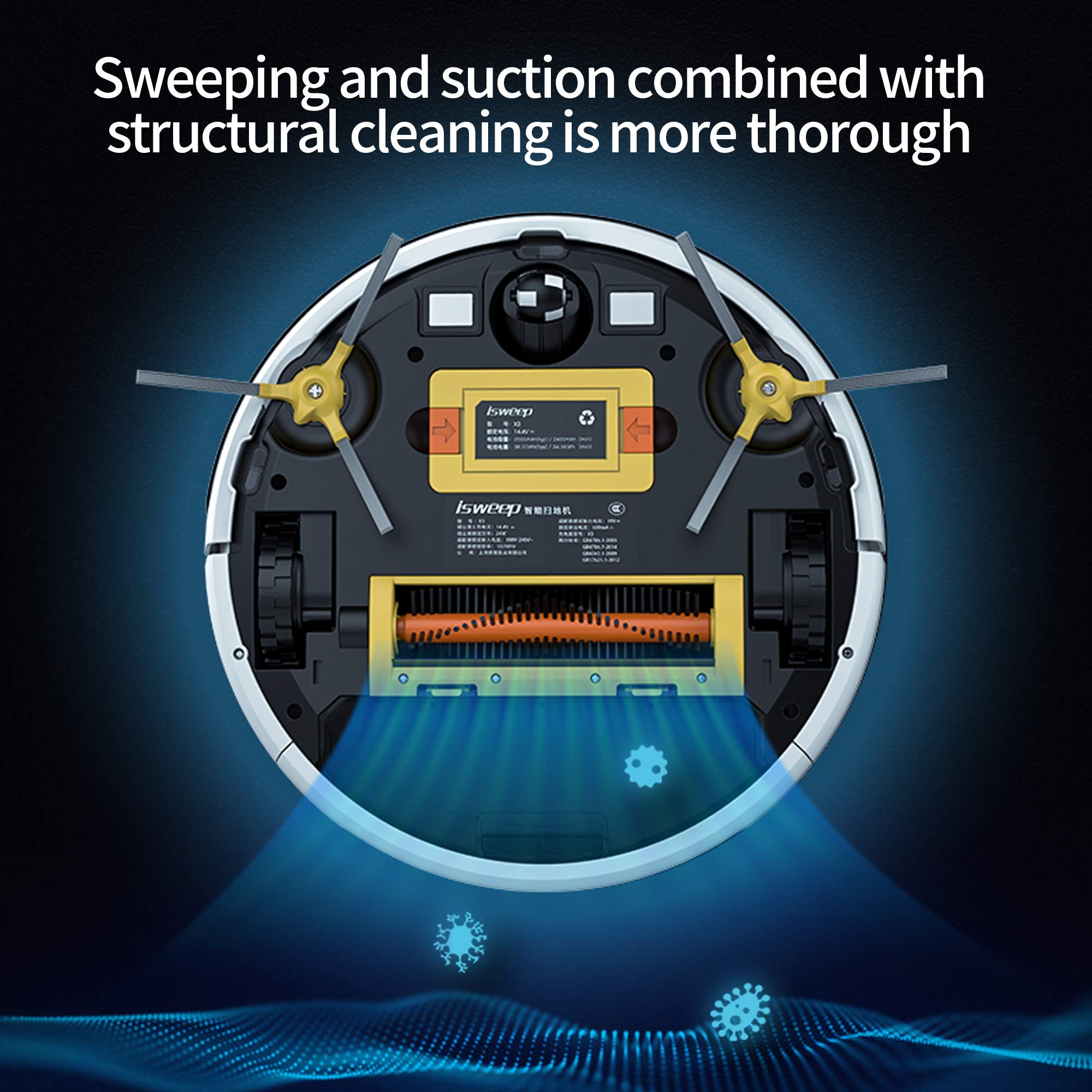 ISWEEP X3 2 in 1 Robot Vacuum Cleaner and mop,1800Pa Strong Suction,App Control,Automatic Self-Charging,Robotic Vacuum Carpet and Hard Floor Cleaning
