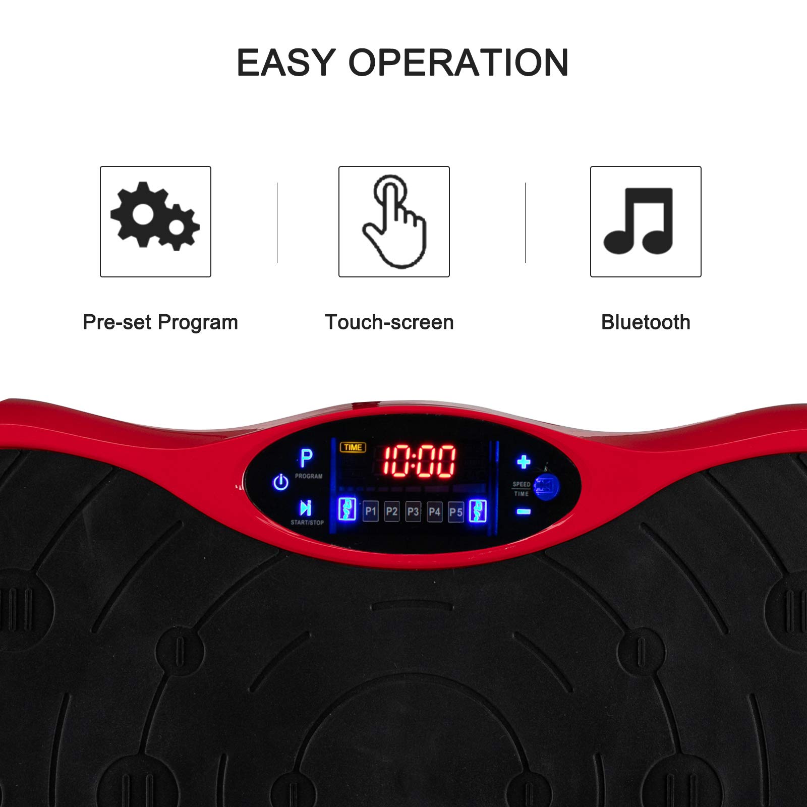 Ktaxon Vibration Plate, Vibration Machine, Vibrating Plate Exercise Machine with LCD Display, 5 Mode, 180 Level, Remote Control and Resistance Bands(Red)