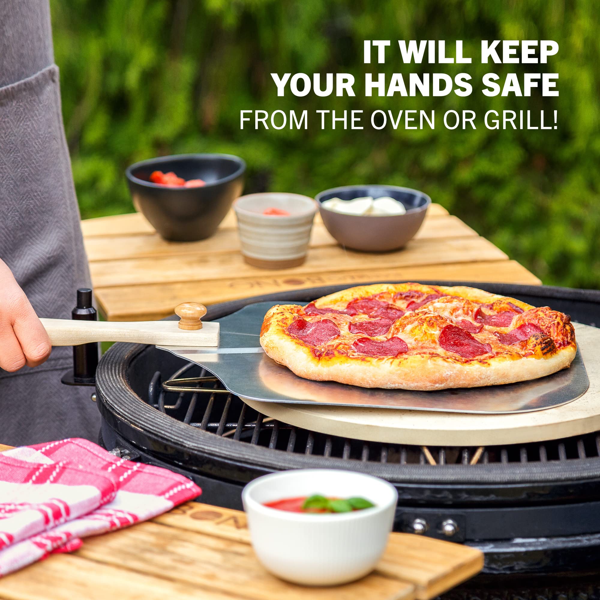 HomeBuddy Pizza Peel with Pizza Accessories - 12 Inch Foldable Pizza Paddle for Pizza Oven Outdoor or Indoor - Comes with Pizza Knife and Pizza Board/Pan