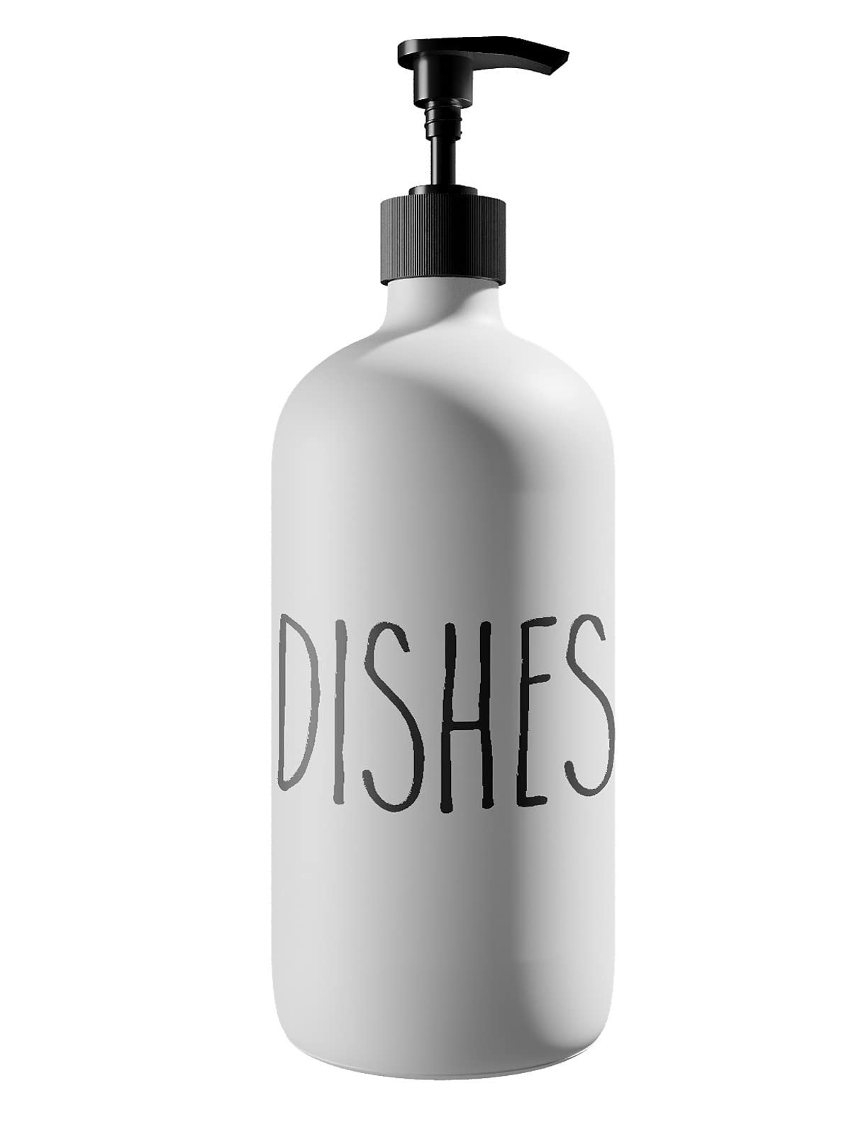 INFF Dish Soap Dispenser for Kitchen Sink,Glass Kitchen Hand Soap Dispenser,Modern Farmhouse Soap Dispenser for Kitchen Sink Decor (Dish-White)