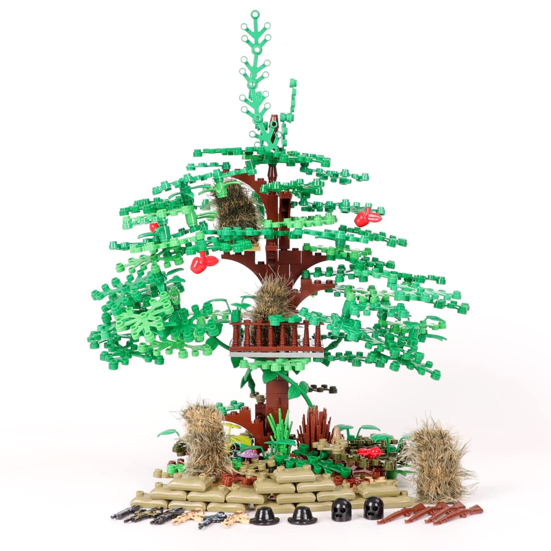 MISINI Military Secret Watchtower Building Block Set, WW2 Army Battle Scene Building Kit Included WW2 Weapon Pack Bricks Toys, Army Gear Combat Accessory Pack,Compatible with Lego