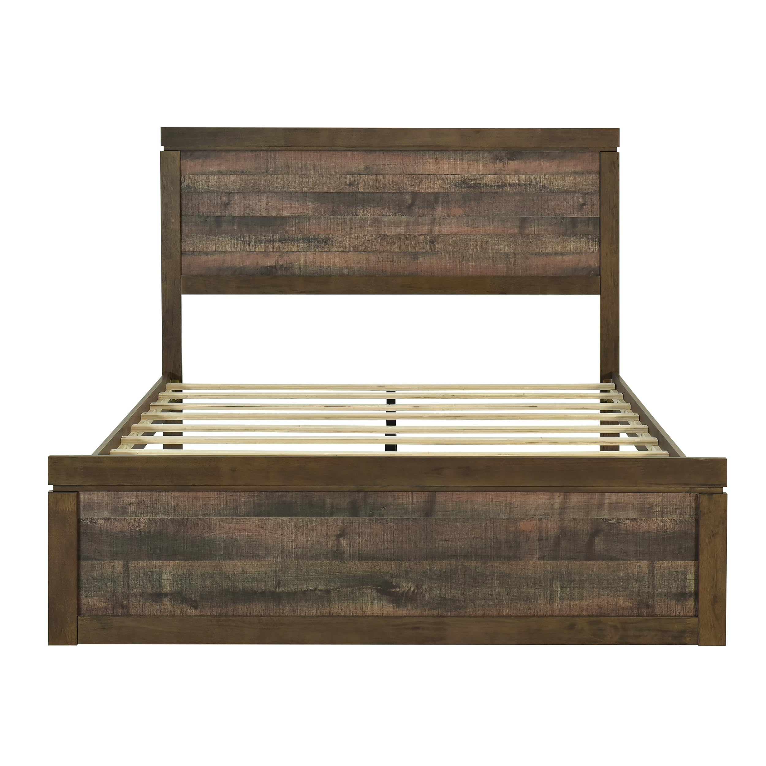 RuiSiSi Farmhouse Full Bed Frame with 47.9β Headboard and Footboard Wood Platform Bed with 10 Wooden Slats for Bedroom