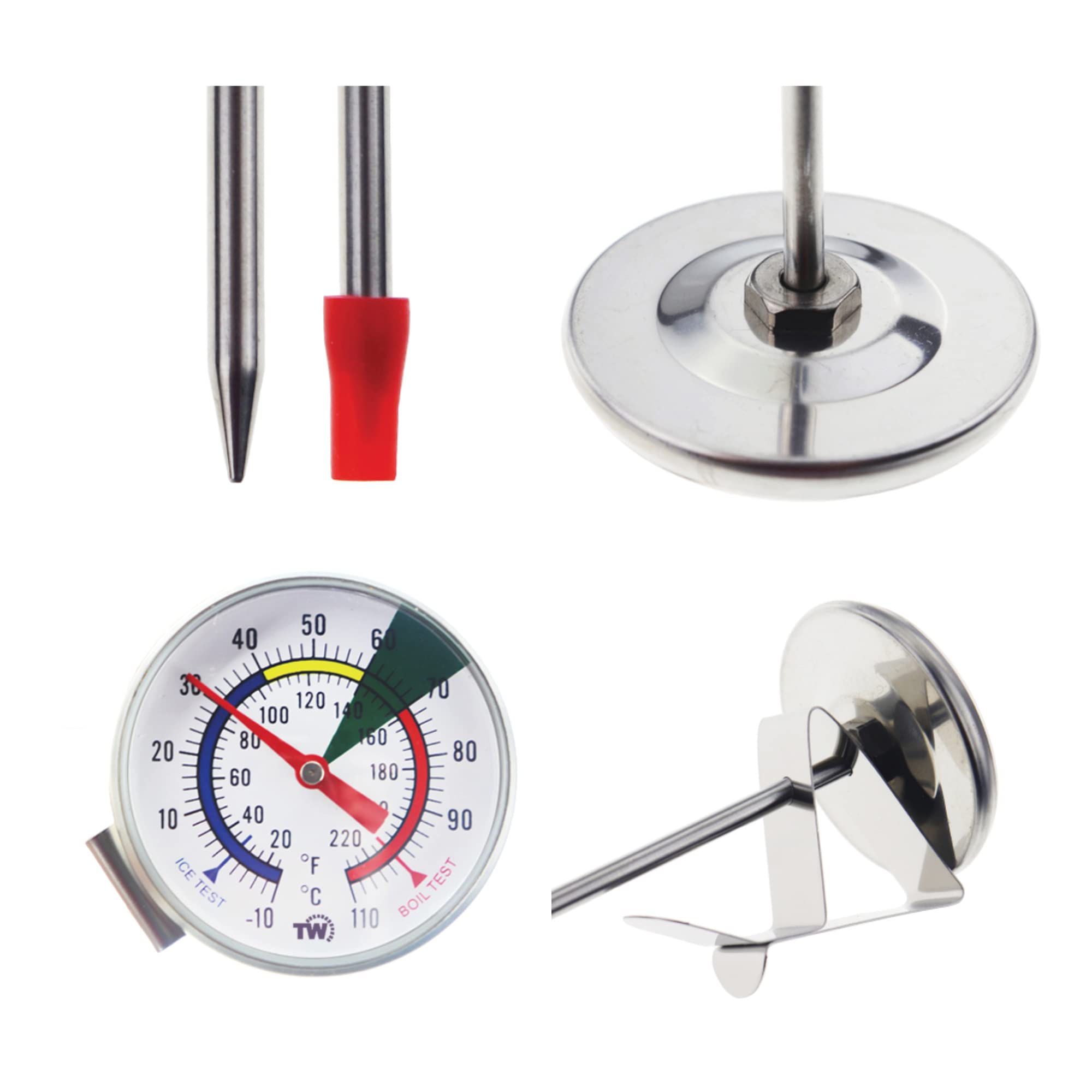 Milk Thermometer For Steaming Milk - Ideal Milk and Coffee Temperature Thermometer With 175 mm Stainless Steel Probe and Clip Barista Coffee Espresso