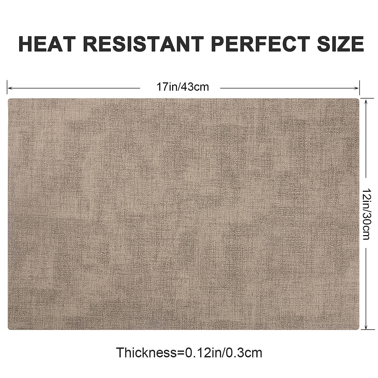 LANDVIEW Leather Heat Resistant Placemats Set of 6 Waterproof Wipeable Washable PU Table Mats,Easy to Clean Anti-Slip Place Mats (Light Brown, 6)