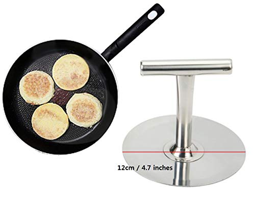 Korean Style Pancake Hotteok Hand Presser All Stainless Steel T-shape Handle Easy to Press Round Plate