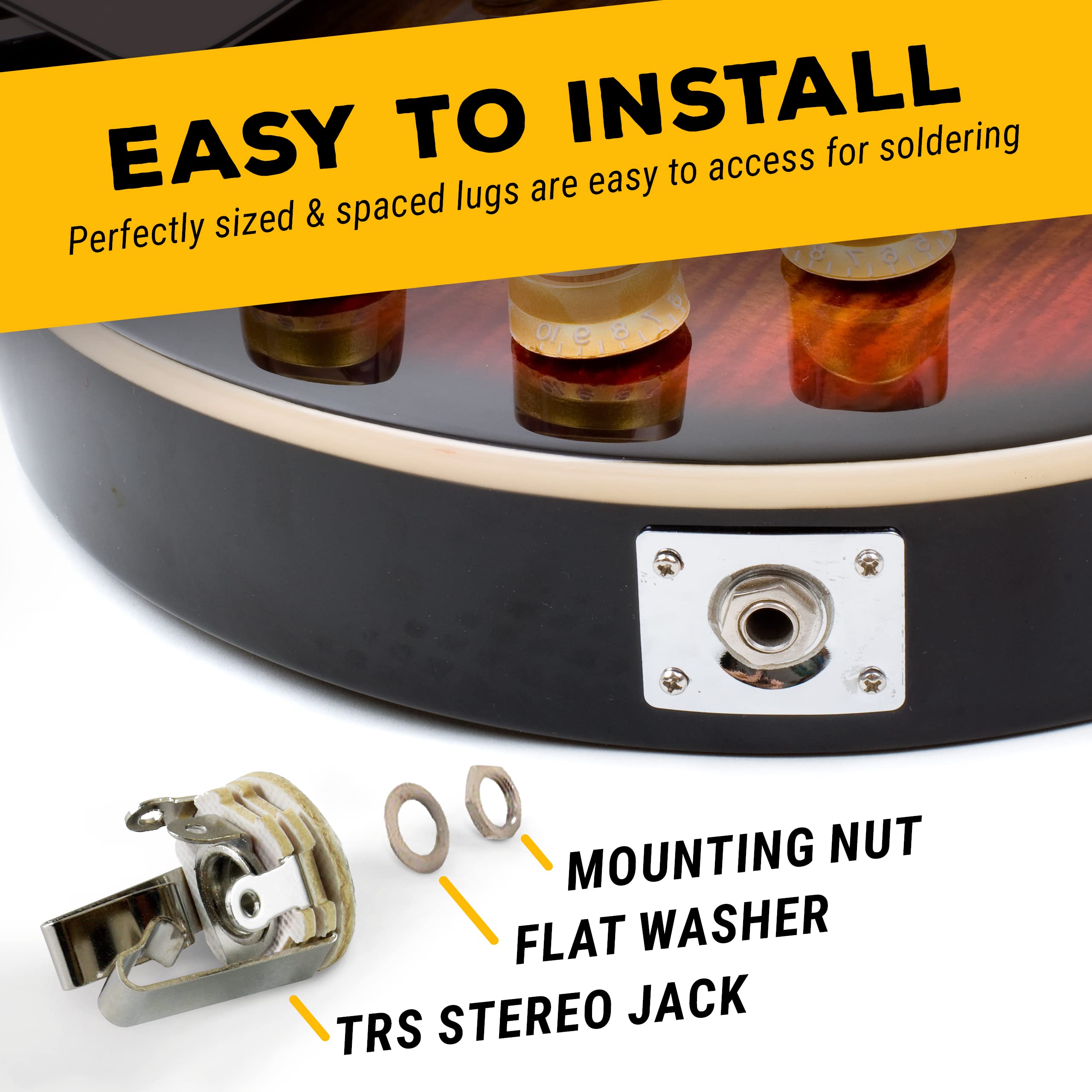 GLS Audio 1/4" Female TRS Stereo Panel - Guitar Jack, Mount Jack, Input Jack - 20