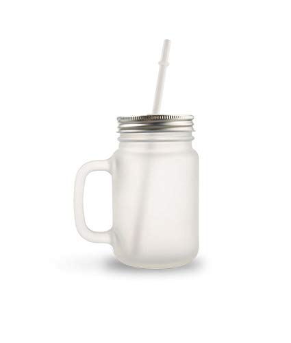 Mason Blank Sublimation Frosted Glass Jar Mugs 430ml with Glass Handles and Straw Drinking Heat Press Dye Transfer 4 pieces
