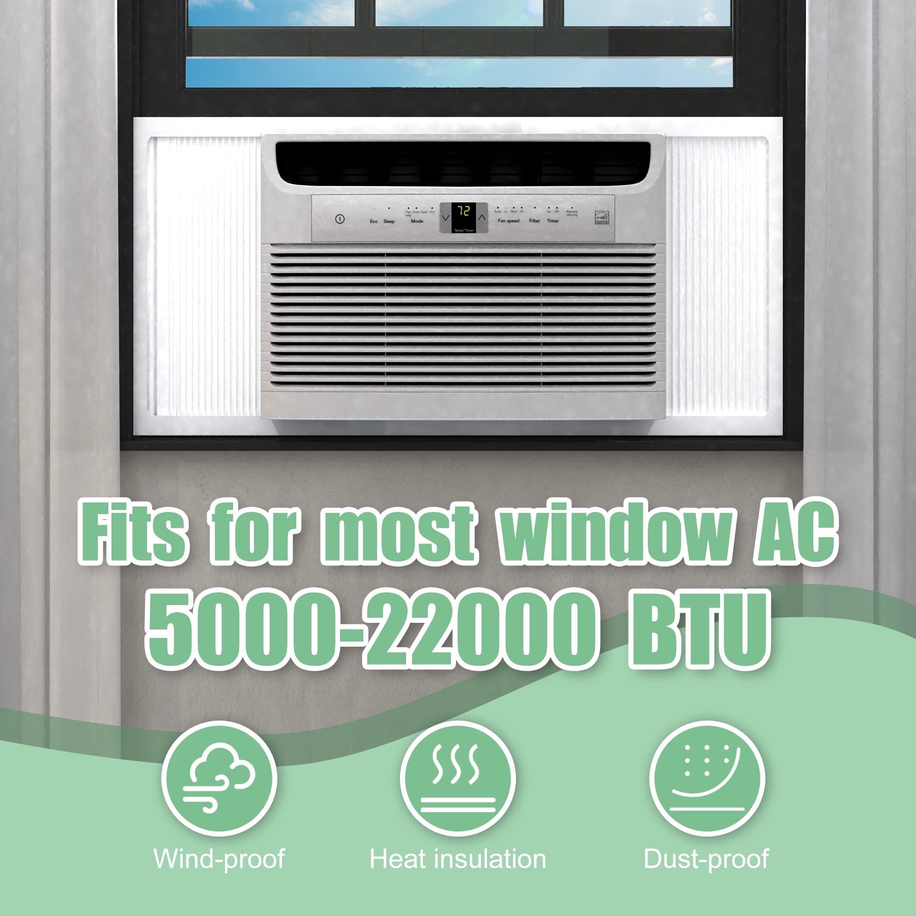Memrita Window Air Conditioner Side Panels Kit, Adjustable Air Conditioner Replacement Screen, Window AC Side Panels Fits Up to 17 x 10 inch, White