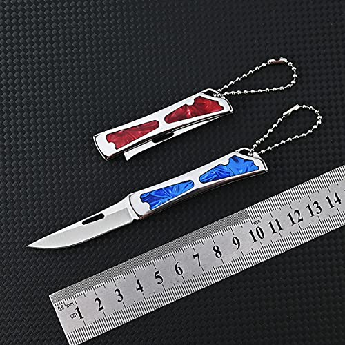 NBGDY Mini Knife Keychain, Small Pocket Folding Knife,EDC Package OpenerĀ Box Cutter Knife. 2PCS(Red and Blue)(KPQ-1029)