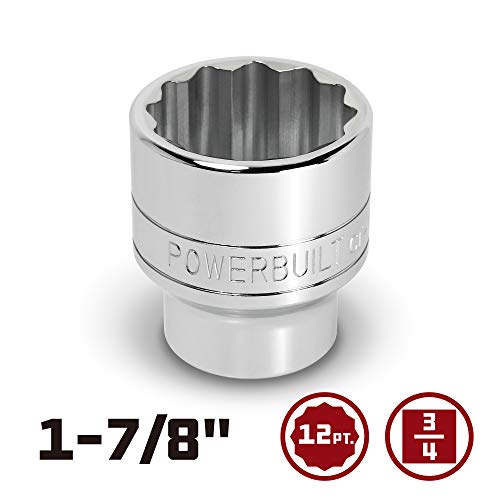 Powerbuilt 1-7/8 Inch Socket, 3/4-inch Drive, 12 Point, Thin Wall Hex Strong Grip Design, Size Markings - 643216