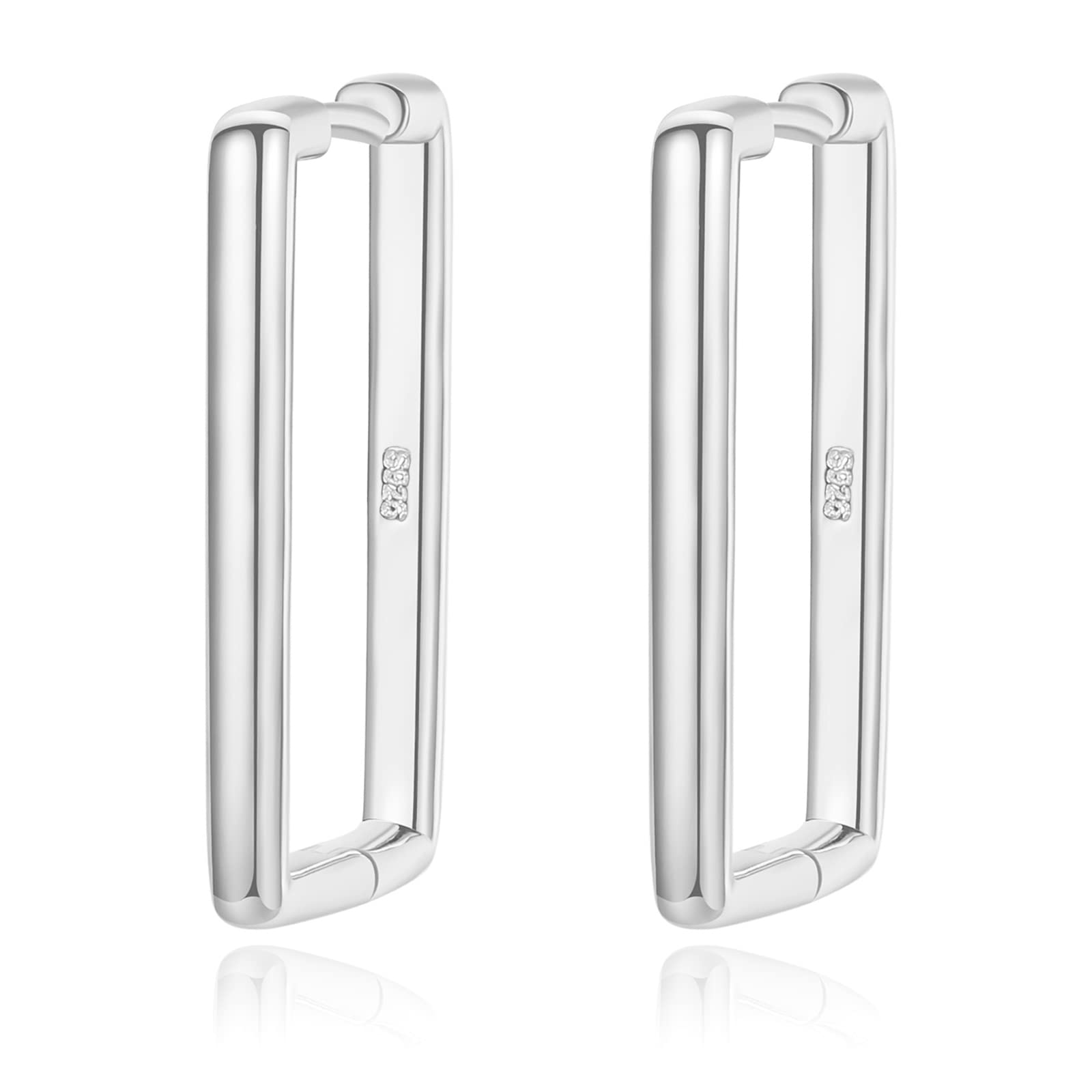 JOERPH Rectangle Hoop Earrings 925 Sterling Silver Square Huggie Hoop Earrings Rectangle Huggie Hoop Jewelry for Women