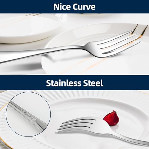 ITITT 16 Piece Dinner Forks, 8 Inch, Top Food Grade Extra-Fine Stainless Steel Silverware Forks,Silverware Set, Dishwasher Safe (Silver)