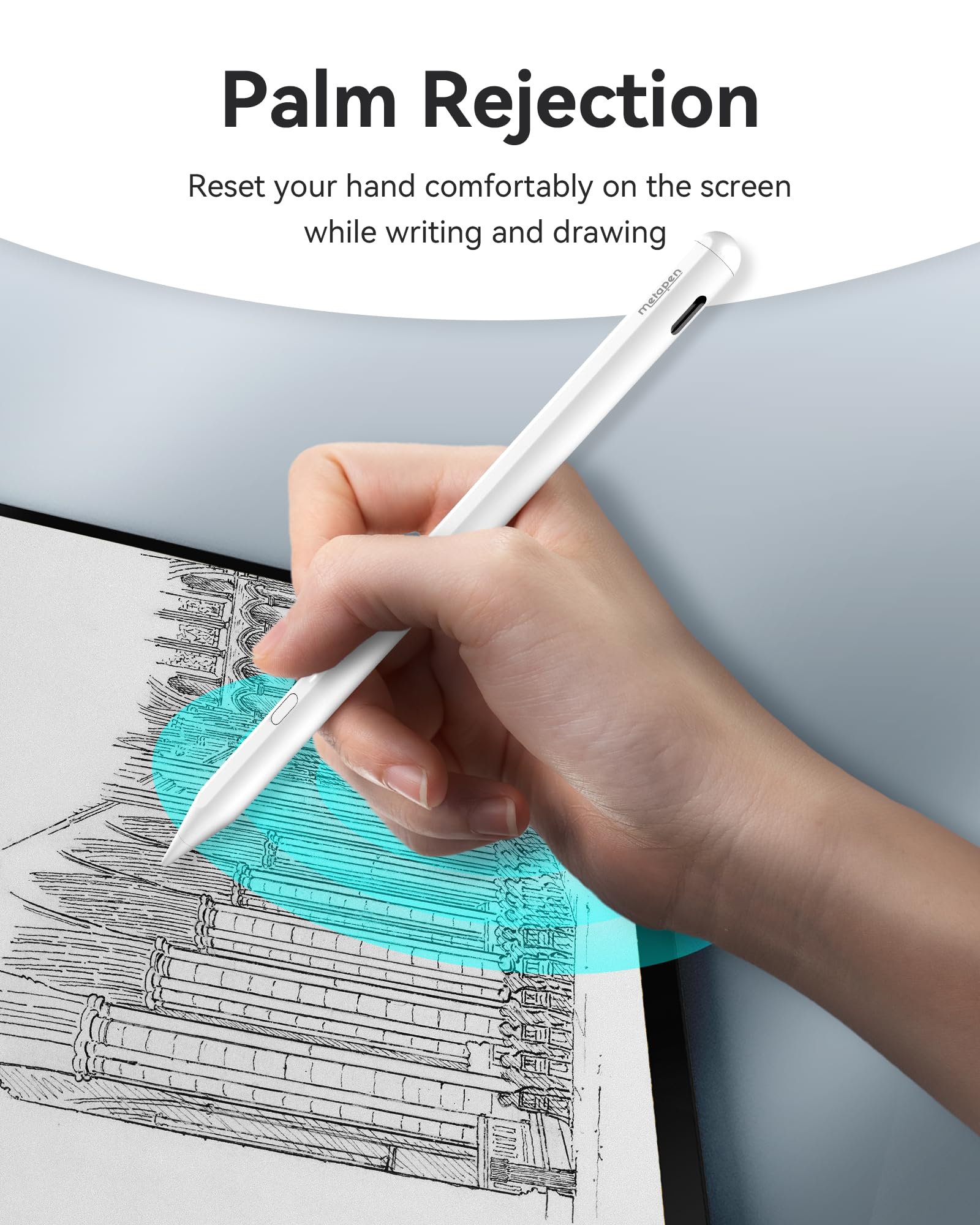 Metapen Pencil Tips for Apple Pencil 2nd and 1st Generation - 1:1 Original Size (4pcs, 2X More Durable), Fit Well with iPad Pen for iPad Pro/Mini/Air, Active Stylus Nibs (White, NOT Yellow)