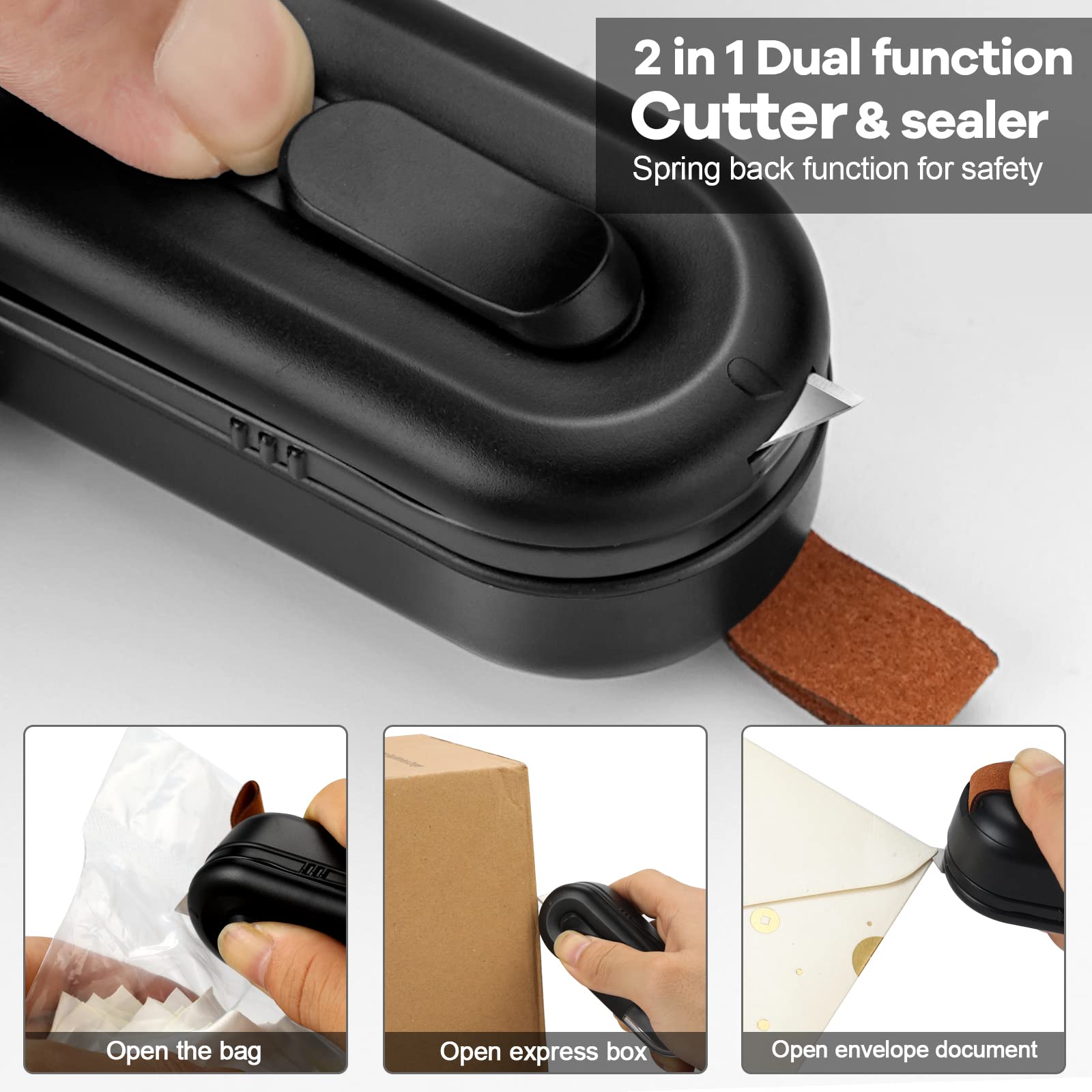 Mini Bag Sealer Chip Bag Sealer Portable Handheld Heat Vacuum Sealer with Cutter Plastic Bag Sealer Bag Resealer Machine for Chip Bags Automatic Bag Sealer