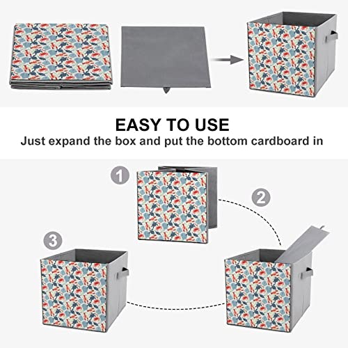 Sea Turtle Crayfish Collapsible Storage Bins Basics Folding Fabric Storage Cubes Organizer Boxes with Handles
