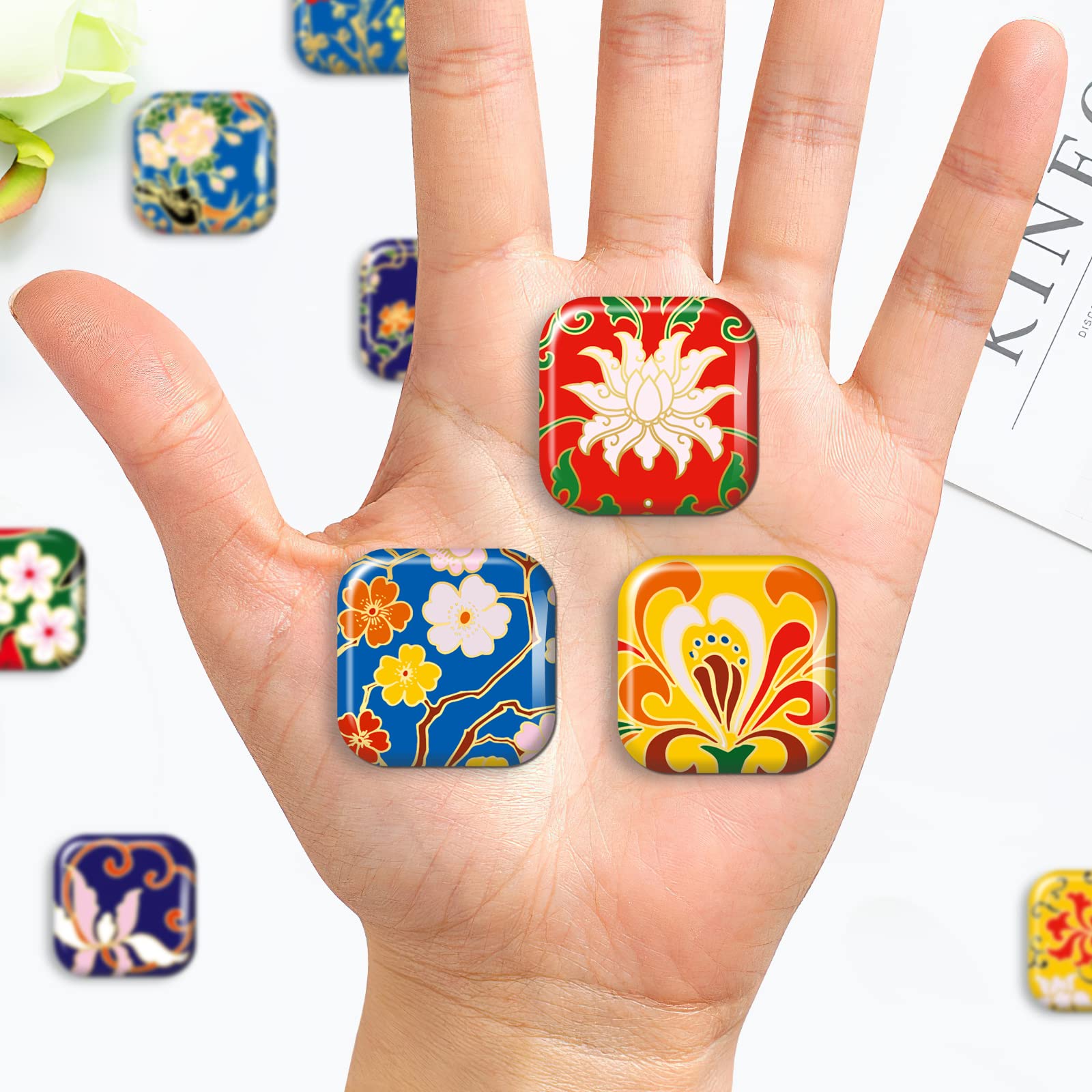 MORCART 30 Pcs Magnets for Fridge β Decorative Magnets for Refrigerator β Cute Locker Magnets,Adult Office and Kitchen Fridge Magnets,School Whiteboard Blackboard Magnets Stamping Flowers Art Gift