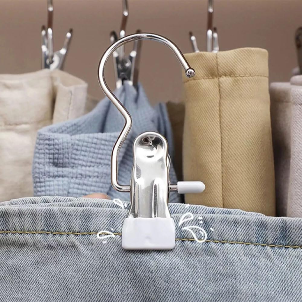 QUOKJHGP 30PCS Anti-Rust Clip Hooks: Space-Saving Laundry Storage Solution Hanging Hook Clips Towel Clips Laundry Hooks Hanging Clips with Clips for Home and Travel