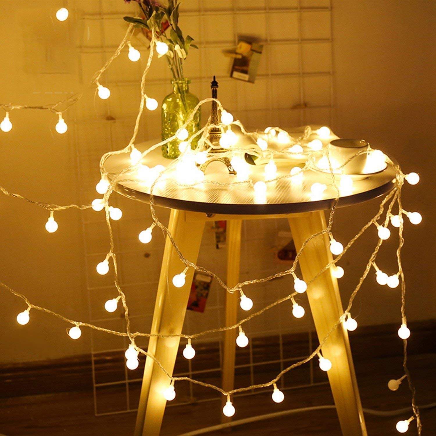 Jnaurb LED Globe Ball Easter String Lights,80 LED Easter Lights with 8 Modes, Waterproof Battery Powered Led Fairy Lights for Indoor Outdoor Party Wedding, Bedroom, Easter Decorations- Warm White
