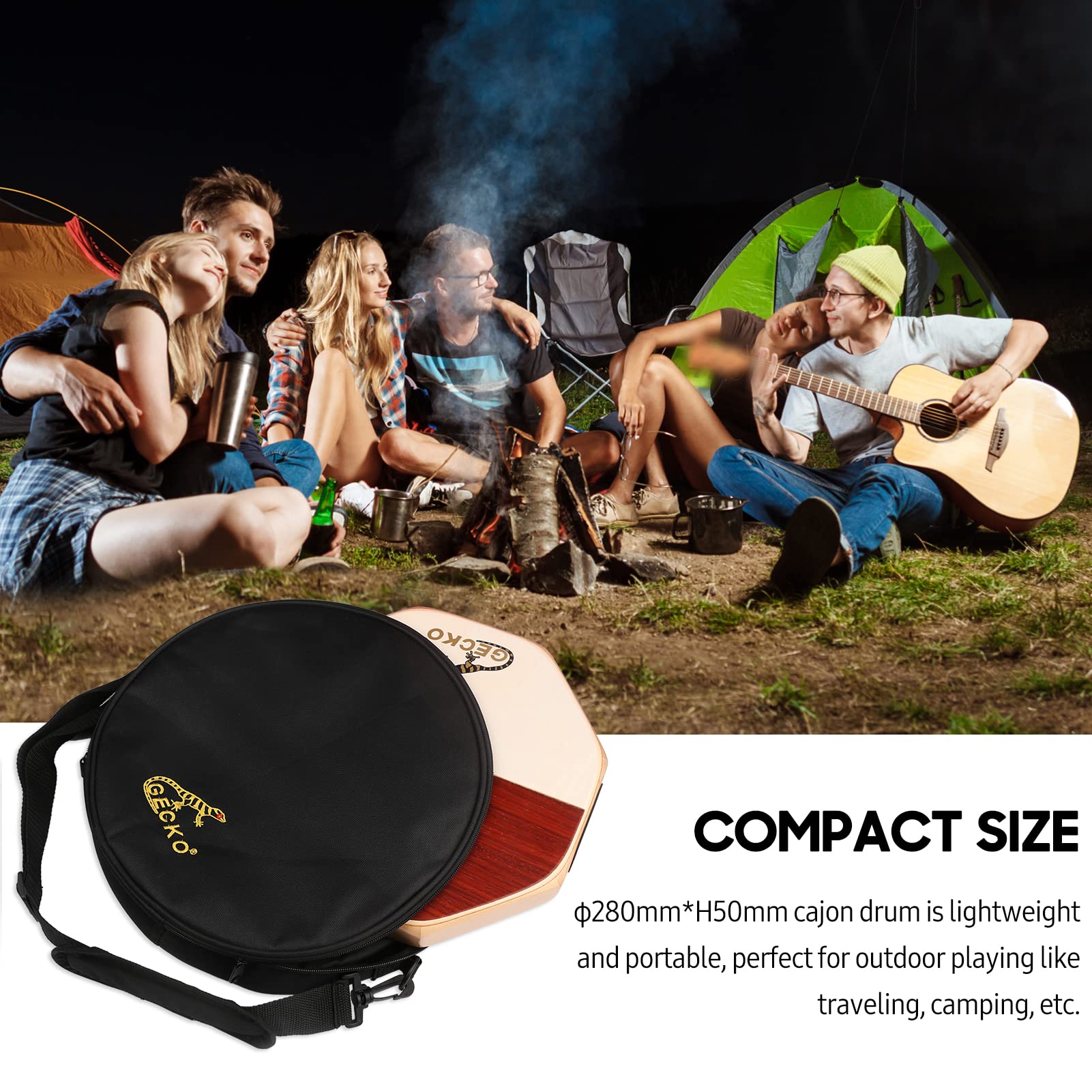 NTBL GECKO SD6 Cajon Hand Drum Cajon Drum Percussion Instrument with Carrying Bag Portable for Travel Camping