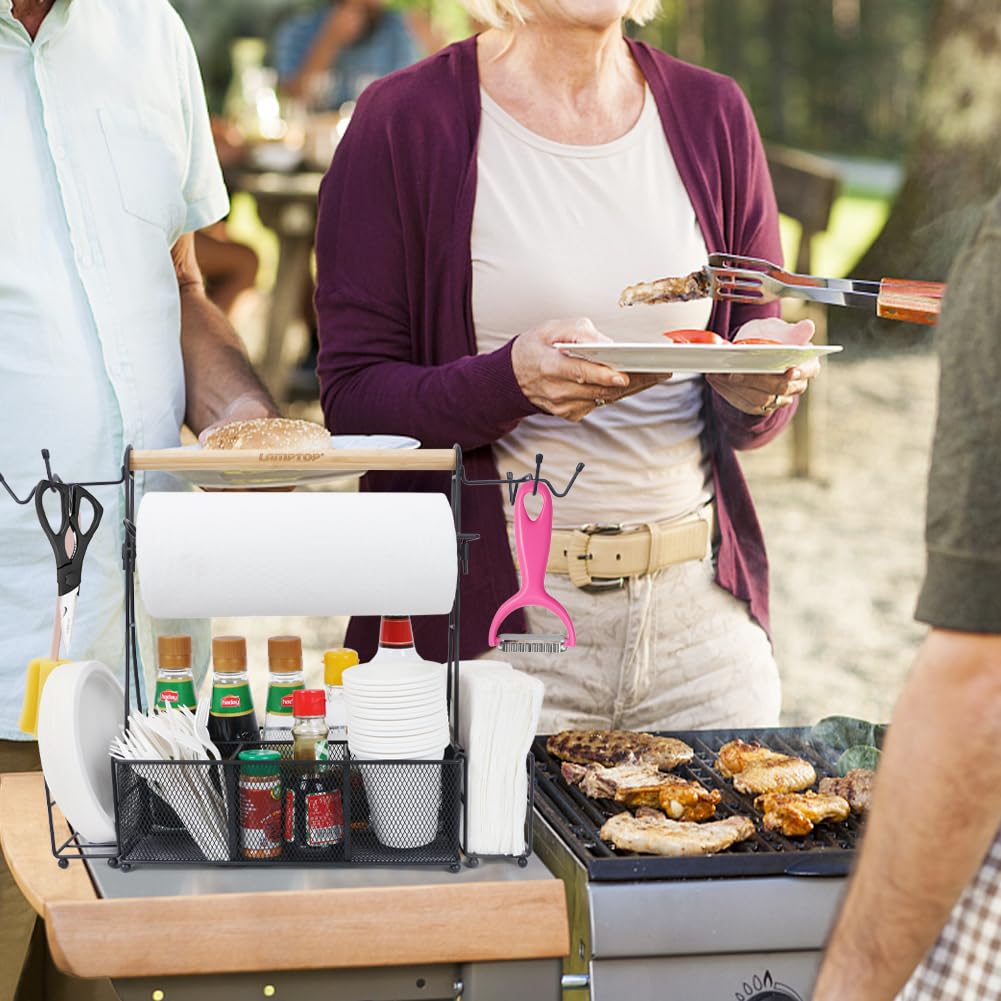 LAMPTOP Multi-Functional Storage Rack, Utensil Holder, Fork And Spoon Holder, Condiment Rack For Kitchen, Outdoor Kitchen Storage Rack, Removable, Can Be Used As Office Storage Basket