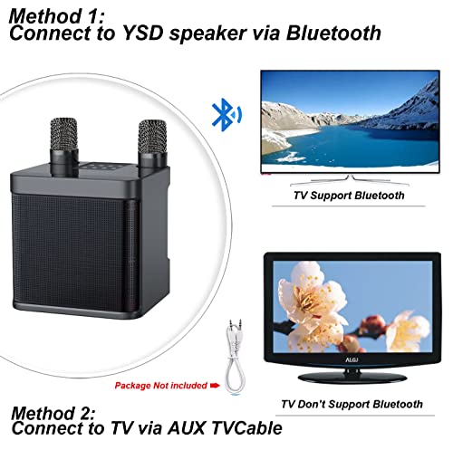 Karaoke Machine with Two Wireless Microphones, Portable Bluetooth Speaker Karaoke Sining Machines for Adults, Kids, Karoke PA System, with Echo and Vocal Cut, Supports TF/USB, AUX in,for Home Party