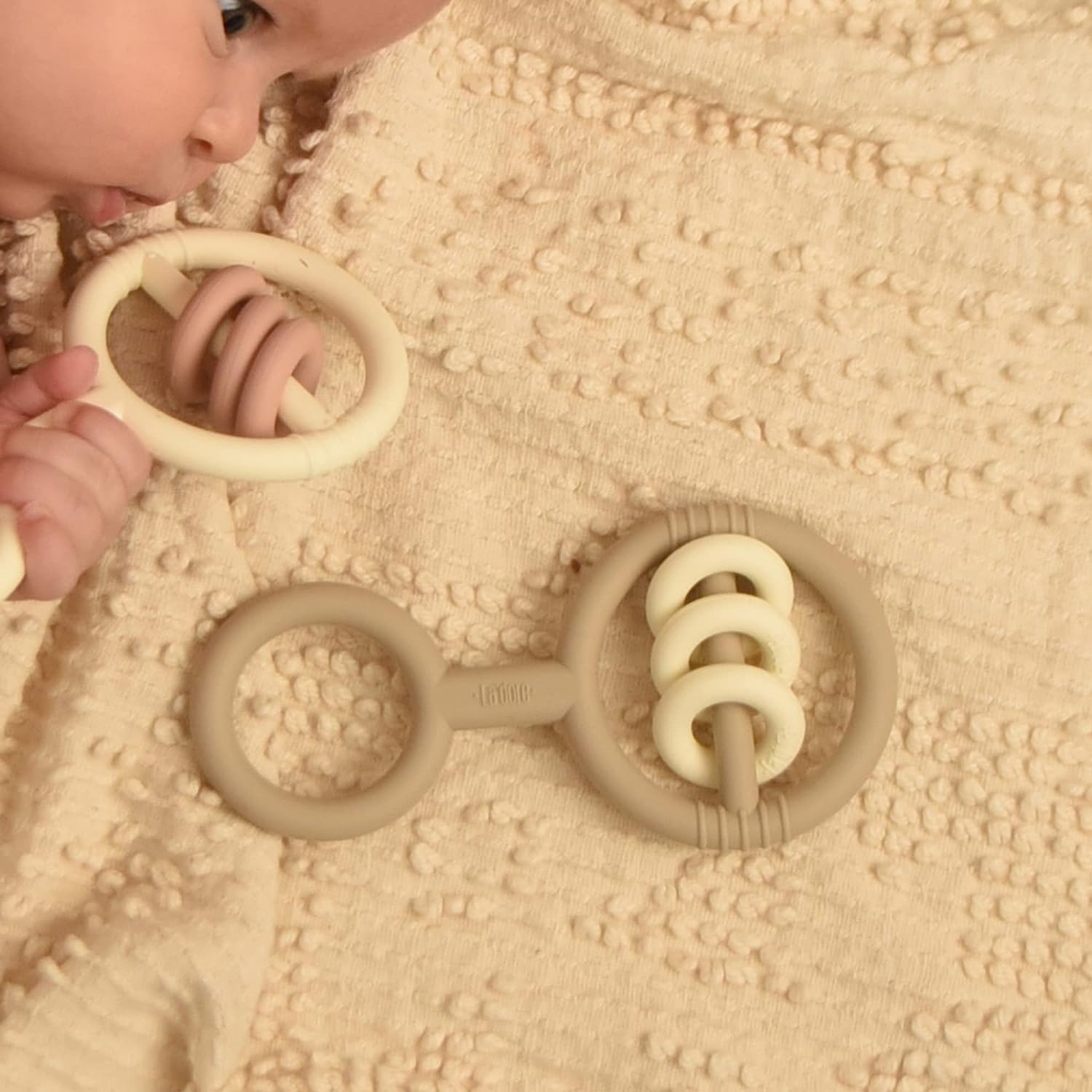 La'dore Baby Teething Toys Premium Baby Double Teether Soft Food-Grade Silicone Teethers for Babies β Shaped Easy to Clean Teething Ring Soother for Infants (Saddle)