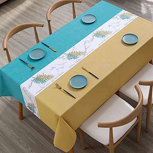 MLQL Nordic Style Tablecloth Blue Geometric Waterproof Dining Table Cover Wedding Reception Rectangular Table Cover Home Decoration A8 140x210cm