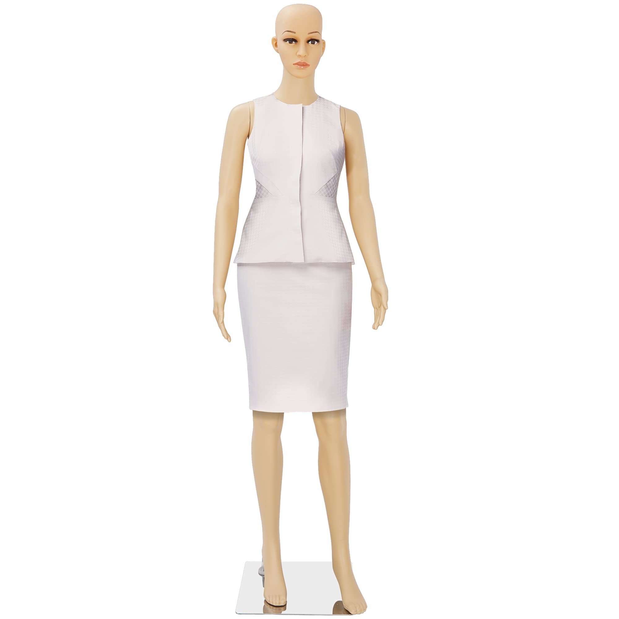 HomGarden Female Mannequin Manikin Full Body Dress Form, 69β Adjustable Mannequin Stand Realistic Mannequin Display Head Turns Dress Model w/Base