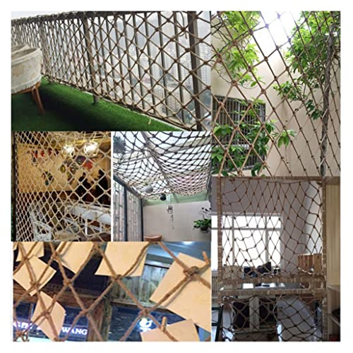 OUYOXI Safety net Child Protection net Decoration Net Hemp Rope 8mm, Multifunctional Hand Woven Retro Grid Net Safety Hemp Rope net Photo Wall, Hanging Net (Colour:Yellow,Size:1x1m(3.28x3