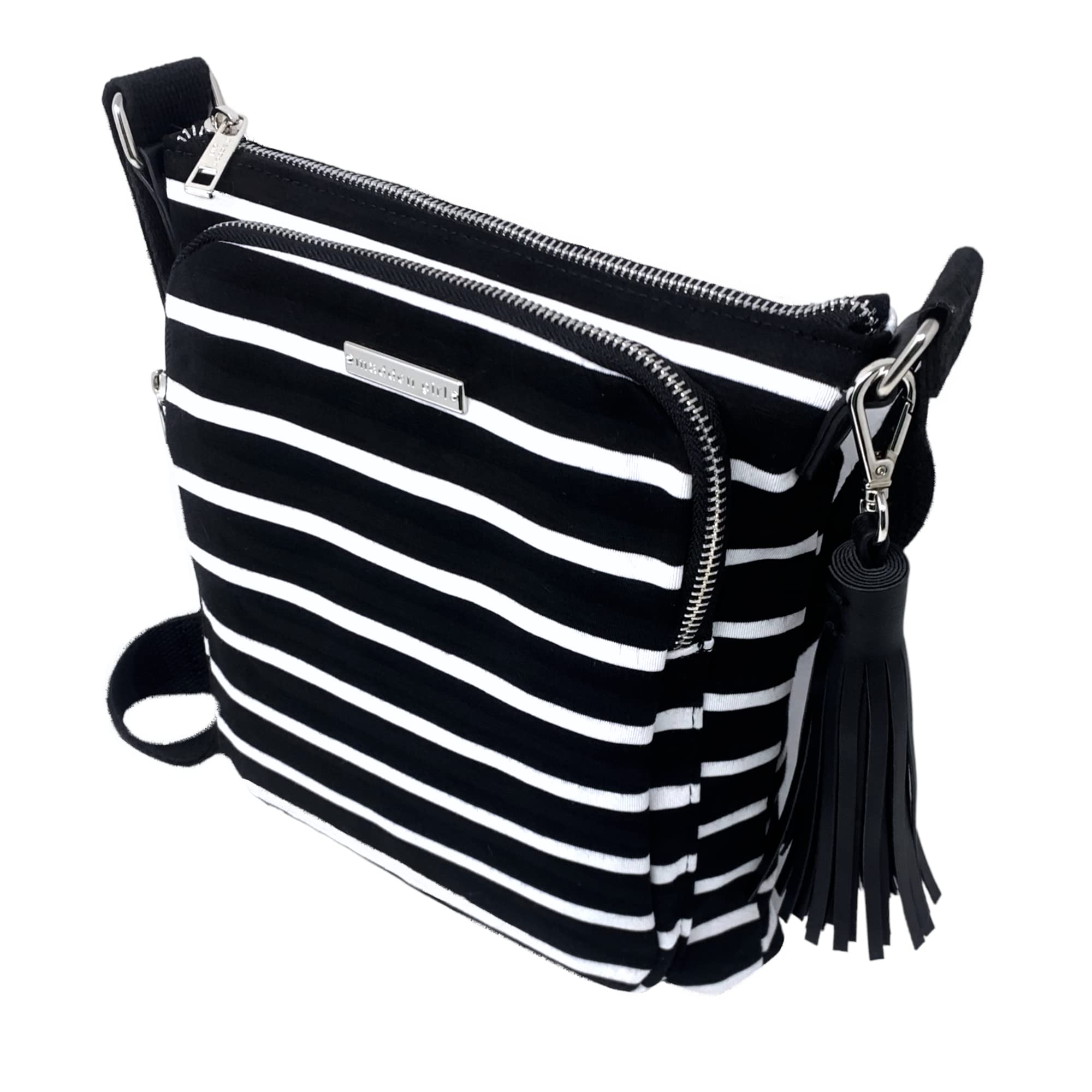 madden girl Striped Crossbody Bag (BLK/WHT)