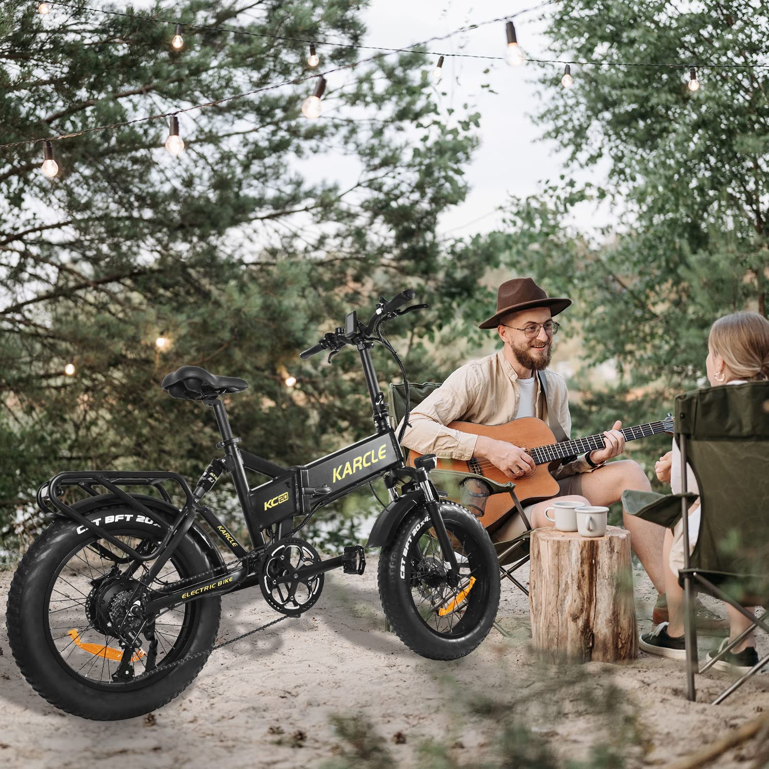Karcle Electric Bike, 20” Fat Tire Folding Ebike 750W 32mhp Maximum Speed, 80 Miles Maximum Endurance, 7 Speed Gear Mountain Foldable Electric Bicycle for Adults