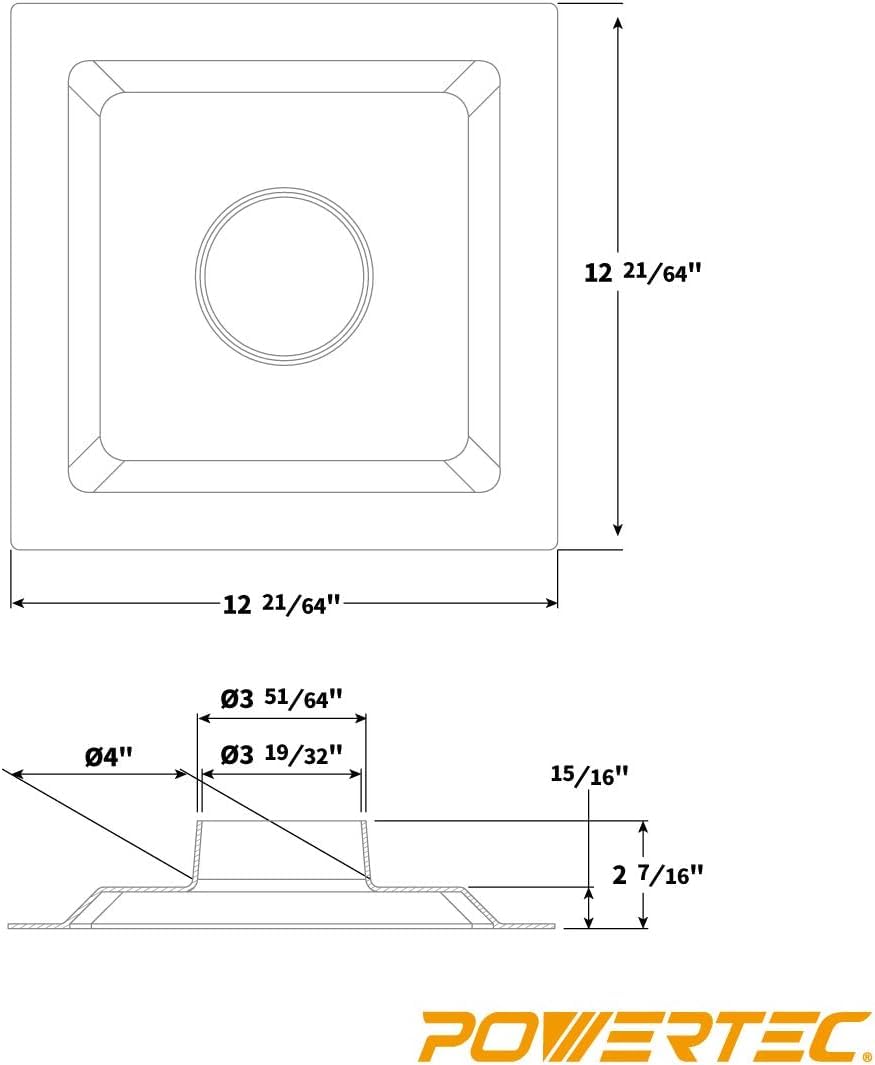 POWERTEC 70131 12-Inch Table Saw Dust Hood