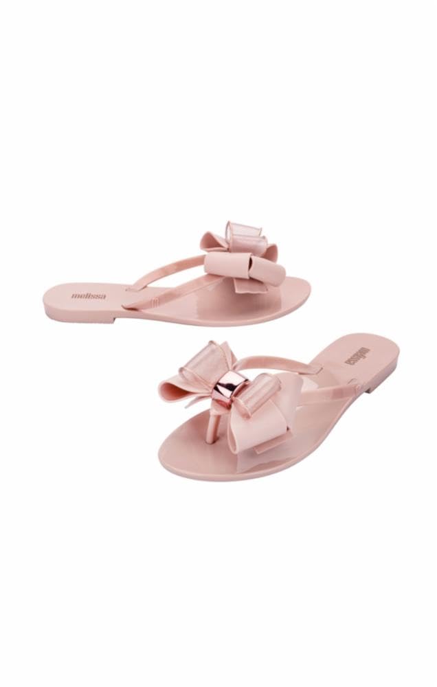Melissa Womens Harmonic Fab Bow Flats Sandals Natural 6.5