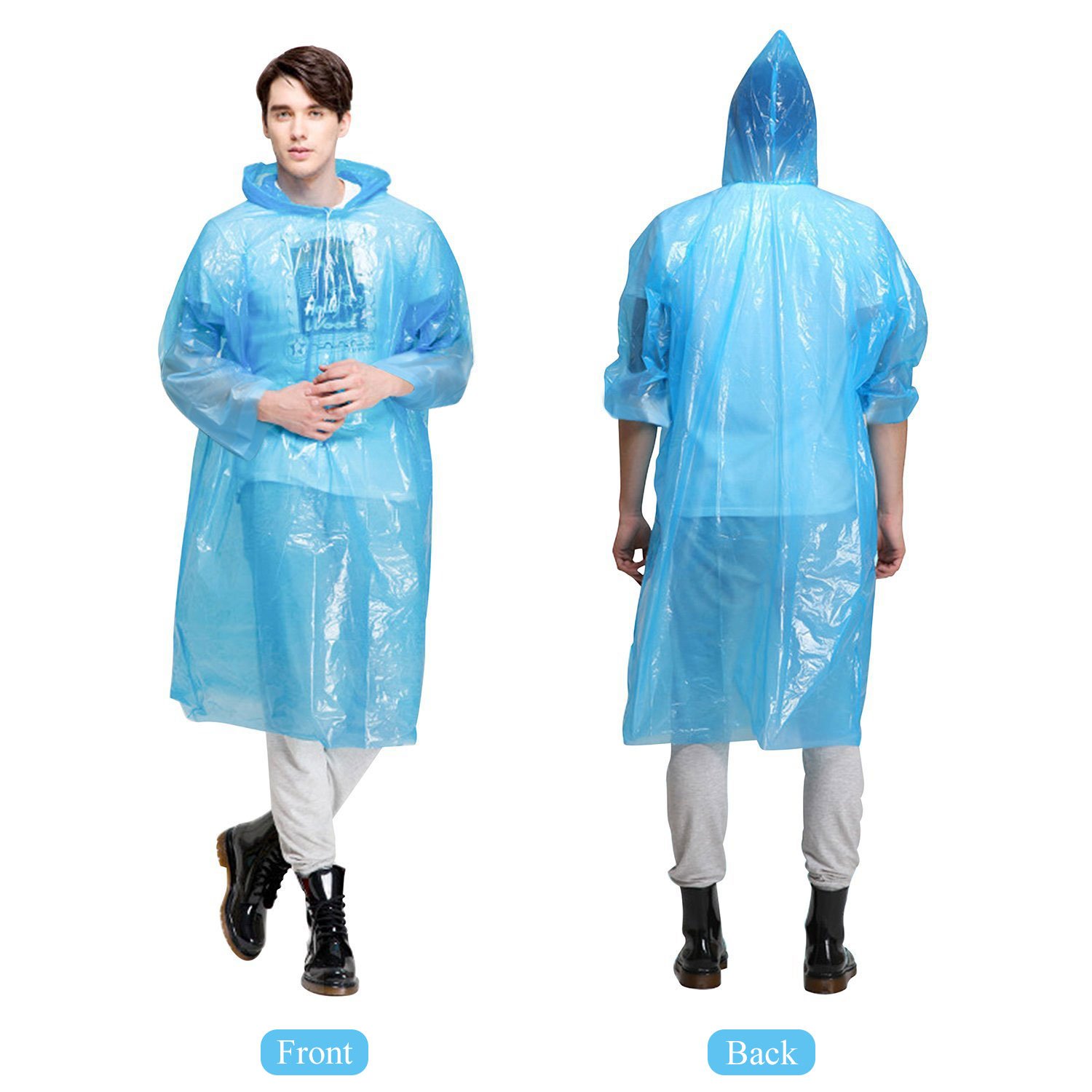 INNOCHEER Rain Ponchos Family Pack of 12, Disposable Emergency Raincoat for Kids and Adults Camping Hiking Outdoors (Multicolour 12PCS)