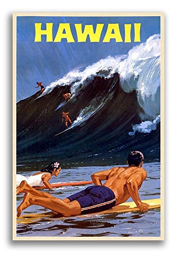 Magnet Hawaii Vintage Style 1950s Surfing Magnet Vinyl Magnetic Sheet for Lockers, Cars, Signs, Refrigerator 5"