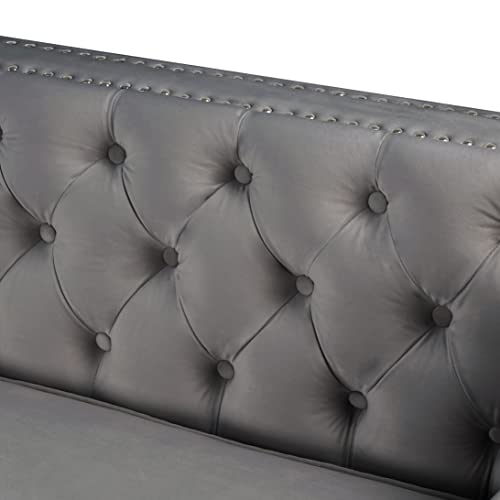 Morden Fort Tufted Velvet Couch Sectional Sofa Couches Mid Century Modern L-Shape Corner Sofa Set for Living Room, Bedroom, Office, Apartment
