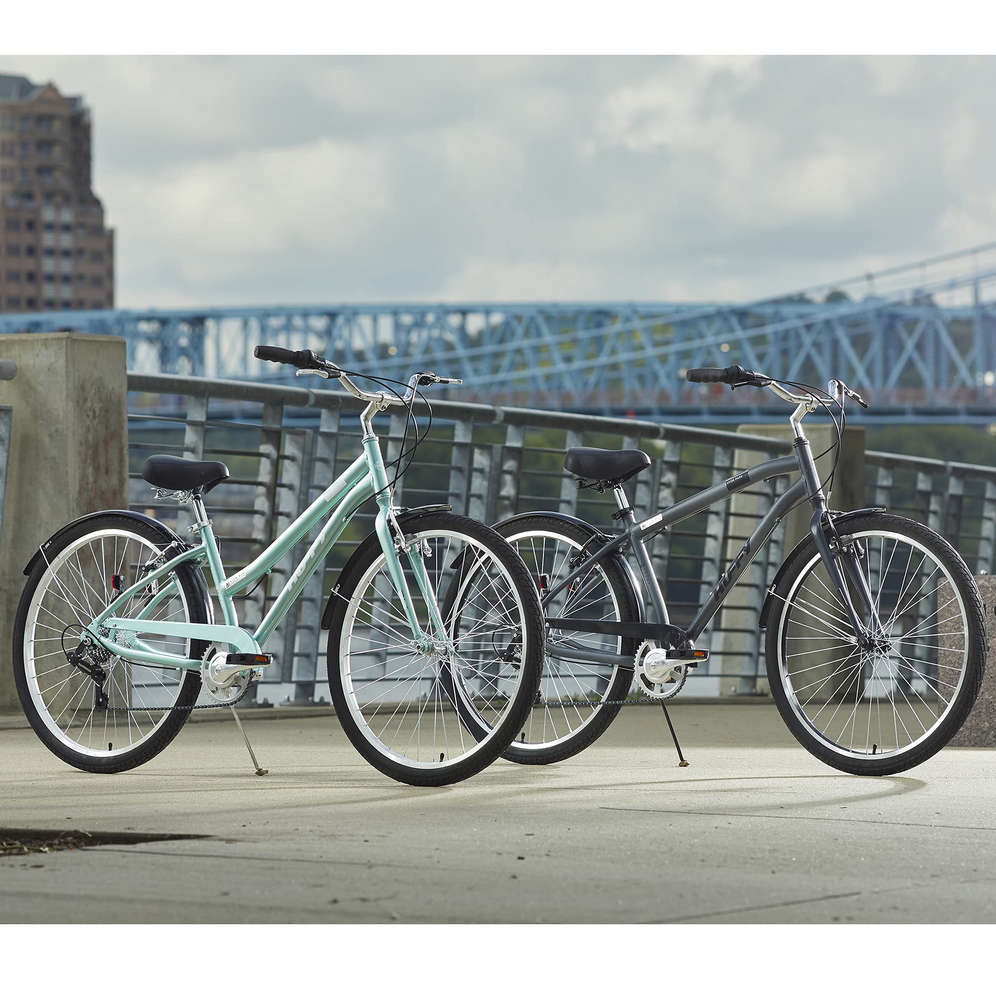 Huffy Hyde Park Womens Comfort Bike, 7 Speed, 27.5 Inch Wheels, Gloss Mint